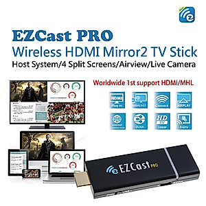 EZCast PRO Dongle Wireless Presentation Smart TV Stick High Speed MIMO 2T2R WiFi HDMI, Supports 4 to 1 Split Screens
