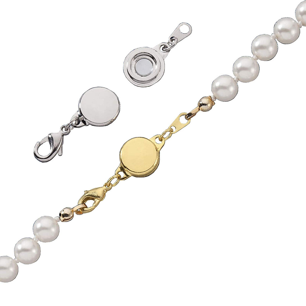 Zpsolution Locking Magnetic Jewelry Clasp for Necklace and Bracelet - Set of 4 Glod and Silver