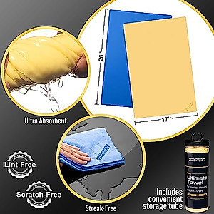 Ultra Absorbent Premium Drying Chamois Cloth for Cars - 26"x17" - Super Soft, Scratch Free, Lint Free Car Drying Shammy Towel