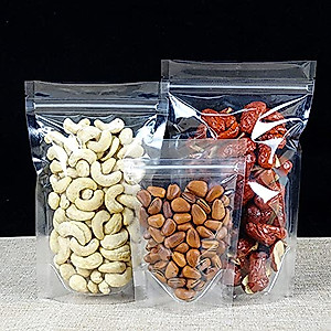 PABCK 100 Pack (Outside Size 3.9x5.9 inch)(Inside Size 3.54x3.66 inch) Clear Resealable Stand Up Bags Heat Seal Zipper Lock Leakproof Storage Pouch for Zip Food Storage Lock Packaging with Tear Notch