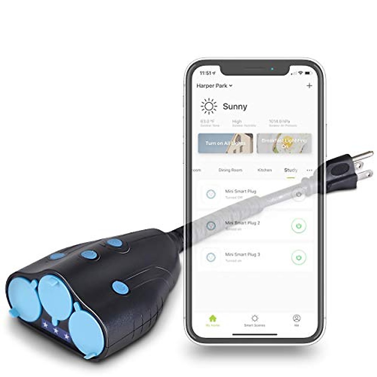 AlphaWorks Smart Plug Outlet Compatible with Alexa Amazon Echo and Google Assistant WiFi Wireless Remote/Voice Control Timer No Hub Required 3 AC Outlets 110V 15A 1875W Rated