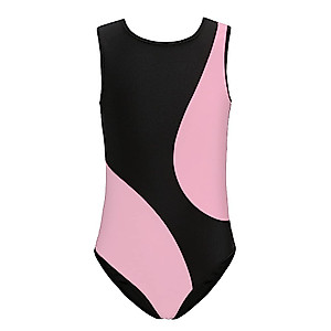 Viriber Leotards For Girls Gymnastics Girls' Activewear Dresses Gymnastics Leotards for Girls Dance Ballet Suit (130（9-10T), Black&Pink … …