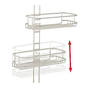 iDesign Linea Adjustable Over The Door Shower Caddy, Satin