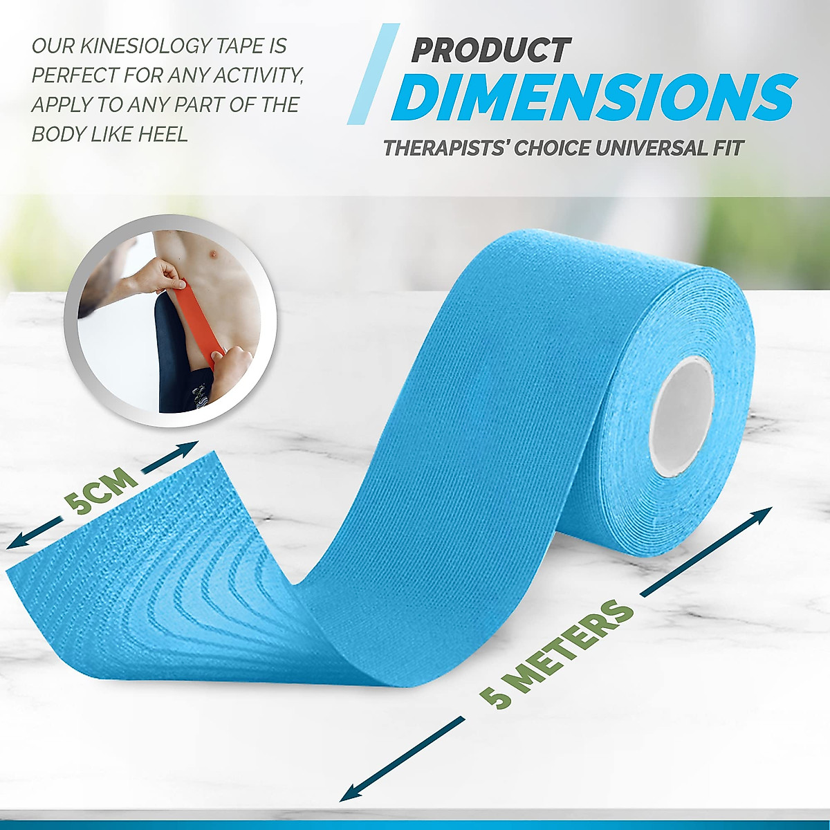 Beige Kinesiology Tape for Sensitive Skin - 16ft Uncut K Tape Roll | Sports Tape Athletic Tape for Injuries | Kinesio Tape Waterproof - Latex Free Kinetic Tape for Knees, Joints, face & Muscles