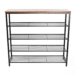 AVAFORT Four Layer Shoe Bench Freestand Rack, Metal Frame, Rustic Brown