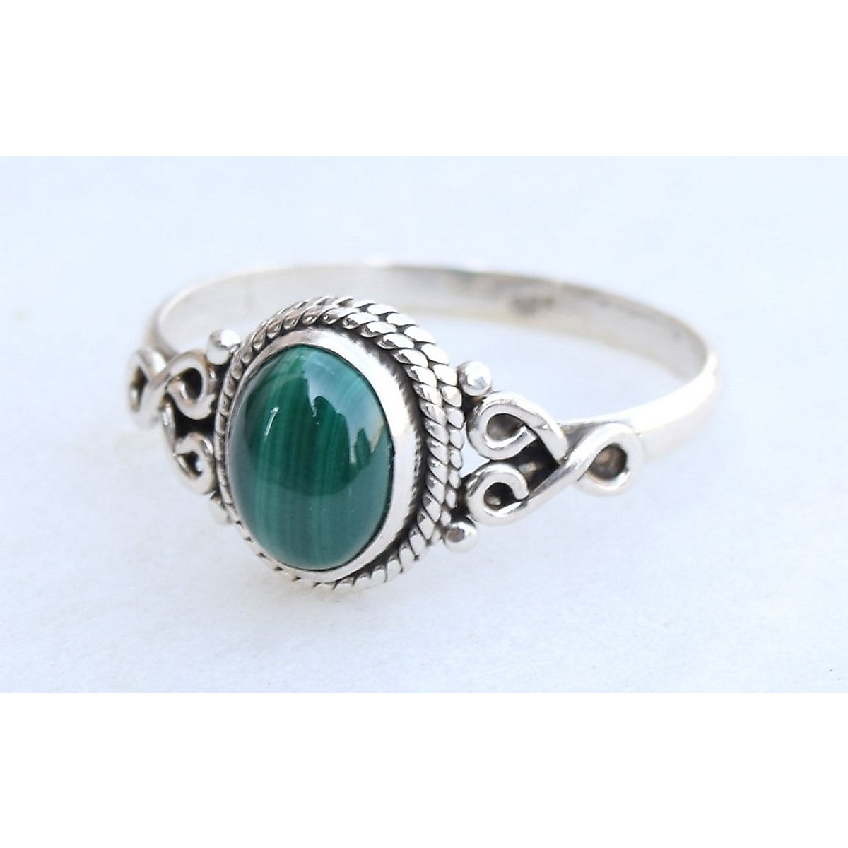 Malachite Stone Ring 925 Sterling Silver Statement Ring For Women Handmade Rings Gemstone Christmas Promise Ring Size US 7 Gift For Her