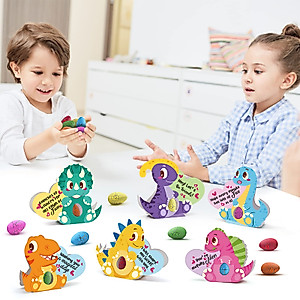 SURCVIO 24 Pack Valentines Day Gifts for Kids, Dinosaur Egg with Dinosaur 3D Greeting Cards for Kids, Valentine's Day School Prize Party Favor, Classroom Exchange Gift Set