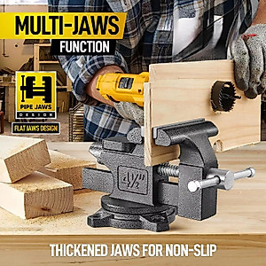 Updated 2-In-1 Bench Vise or Table Vise 4.5 Inch, Clamp Vice for Workbench Constructed with Cast Steel, Heavy Duty Workbench Vise Swivel for Woodworking
