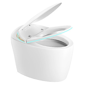 yifaeux Smart Bidet Toilet with Bidet Built in for Bathrooms, Toilet with Warm Water Sprayer & Dryer, Foot Sensor Operation, Heated Bidet Seat, Auto Smart Toilet with LCD Display White