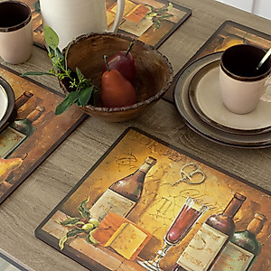 Benson Mills Cork Placemats Set of 4, Thick Cork Place Mats for Kitchen and Dining Tables, Easy Clean Table Mats (12" x 16" Rectangular Set of 4, Bordeaux Wine)