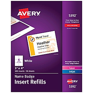 Avery Printable Event Tickets (16795) and Name Badge Inserts (5392)