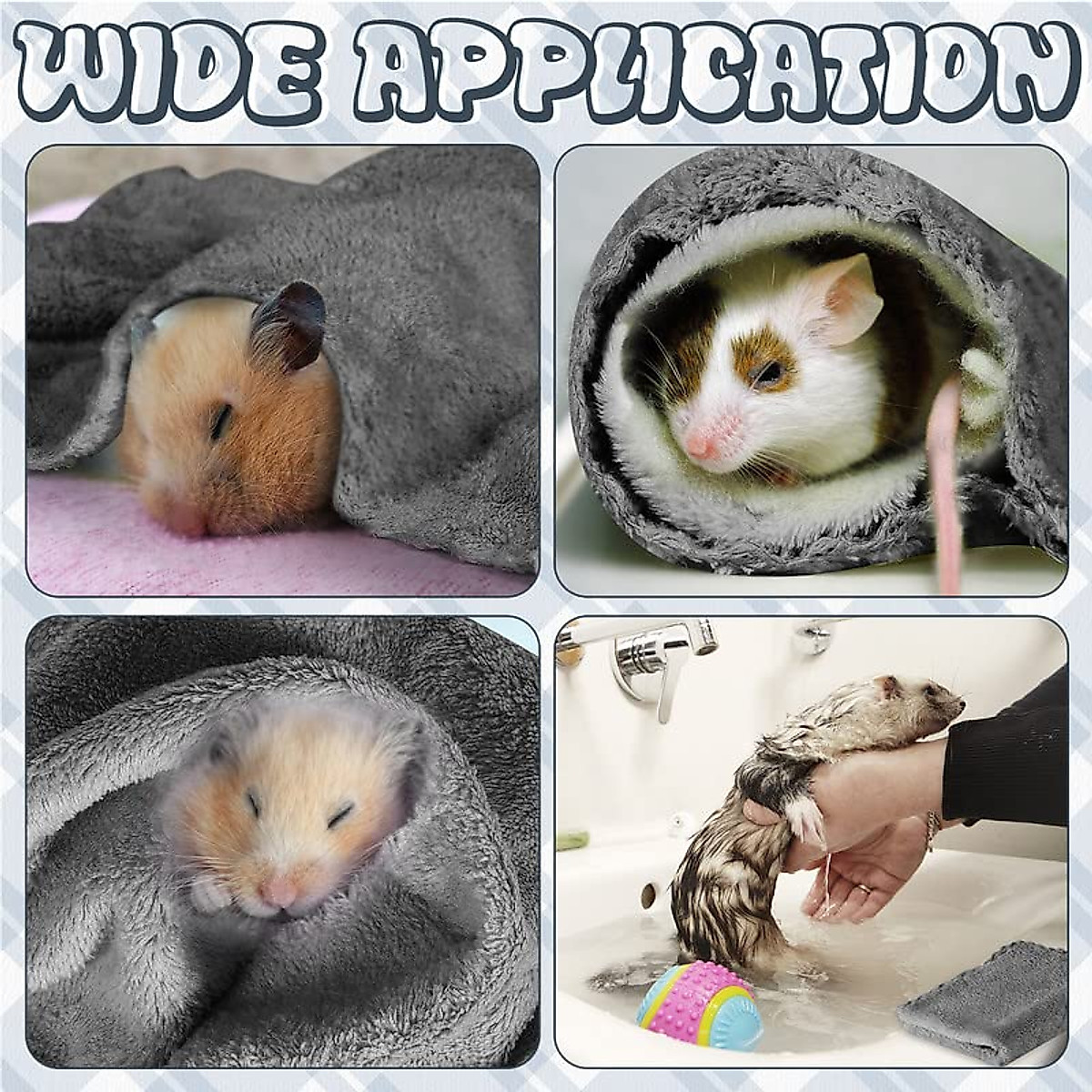 Newwiee 24 Pcs Guinea Pigs Blankets Bunk Pet Microfiber Coral Fleece Cage Liners Absorbent Guinea Pig Bedding Accessories Small Animal Mat Towels for Dog Cat(11.8 x 11.8 Inch,Gray)