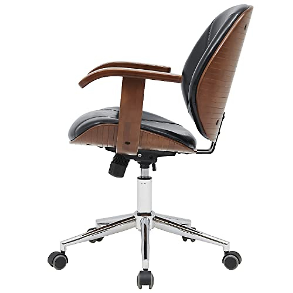 New Pacific Direct Samuel PU Bamboo w/Armrest Office Chair, Black