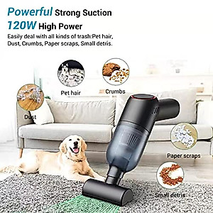 SUNCANDXY Handheld Vacuum Cleaner Cordless: Mini Rechargeable Hand Vacuum with Strong Suction, Wireless Portable Small Car Vacuum for Carpet Car - Black