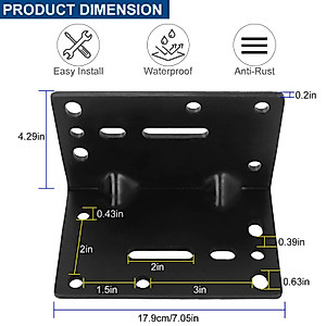 Universal Winch Mount Bracket, Heavy Duty Right Angle Mounting Winch Bracket, 5MM / 3/16INCH Thickness Solid Steel Hand Winch Bracket Winch Mounting Plate for Trailers, ATV, Trucks and Vehicle