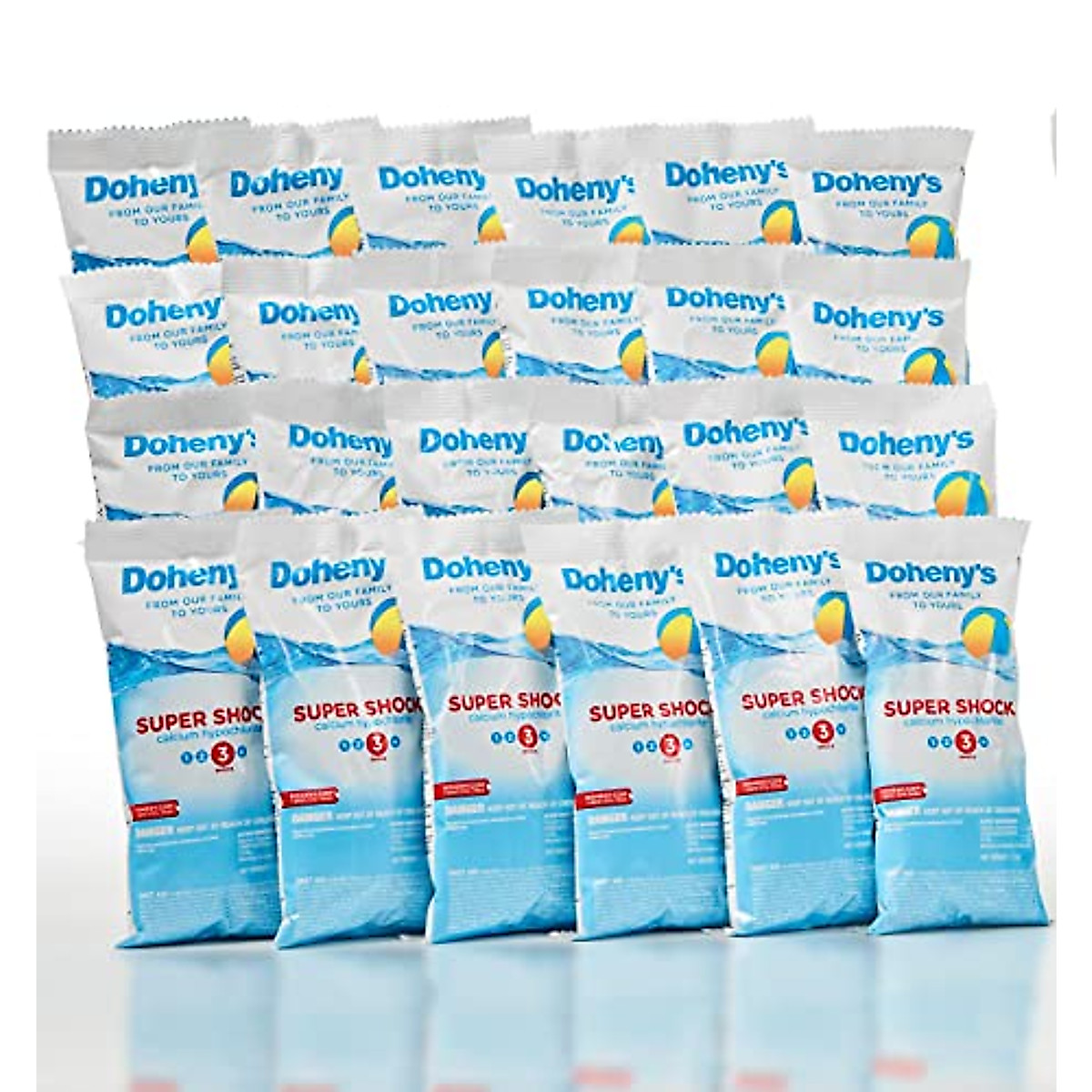 Doheny's Chlorine Super Shock | 100% Professional-Grade | Quickly Dissolving & Fast-Acting Granular Pool Sanitizing Treatment | Highly-Concentrated 68% Calcium Hypochlorite | 1 LB Treats 10,000 Gallons | Made In The USA | 24 x 1 LB Bags