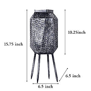 MicDecor 2 PackWrought Iron Solar Palace Lanterns in The Garden, Solar Lights in The Lakeside (Silver)