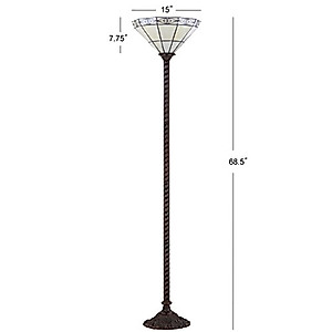 JONATHAN Y JYL8005A Moore Tiffany-Style 68.57" Torchiere LED Floor Lamp, Tiffany, Traditional, Art Nouveau Style, Office, Living Room, Family Room, Dining Room, Bedroom, Hallway, Foyer, Bronze