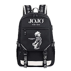 TPSTBAY Anime Character Kujo Jotaro Printing Oxford Backpack With USB Charging Port, Casual Laptop Daypack (5)