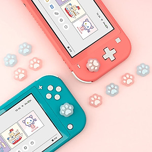 GeekShare Soft Silicone Cat Paw Thumb Grip Caps, Compatible with Nintendo Switch/OLED/Switch Lite - 4PCS (Glitter)