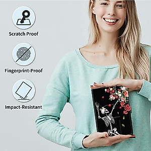 HEAKIERG Universal Tablet Case for New Kobo Libra 2 7" 2021 & 6" Kobo Clara 2E 2022, Lightweight Flip Stand and Adjustable Protective Cover Case for 6"-7" Tablet, Skull Rose