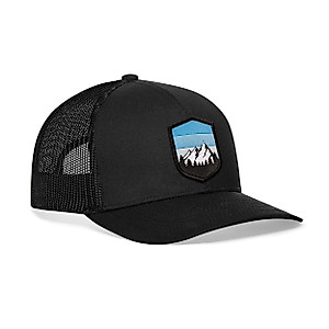 HAKA Mountains & Trees Trucker Hat, Mesh Outdoor Hat for Men & Women, Adjustable Snapback Baseball Cap, Golf Hat Black
