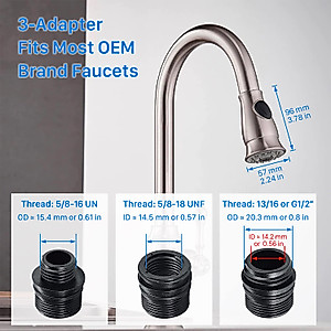 Kitchen Faucet Pull Down Spray Head Faucet Sprayer Replacement for MOEN DELTA Kohler Kitchen Sink Sprayer Pull-Down Faucet Brushed Nickel Chrome (Brushed Nickel)