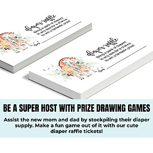Giraffe Diaper Raffle Tickets 25 Pack, Baby Shower Prize Games Gender Neutral - Greenery Theme Jungle Printed Card Set