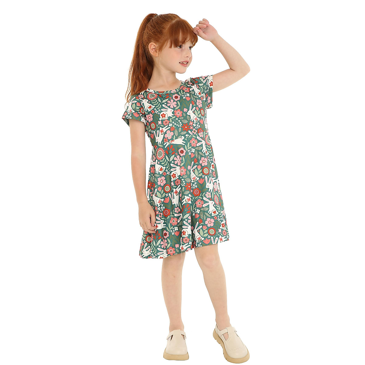 Mud Kingdom Toddler Girls Dress Easter Day Cute Bunny Summer White 4T