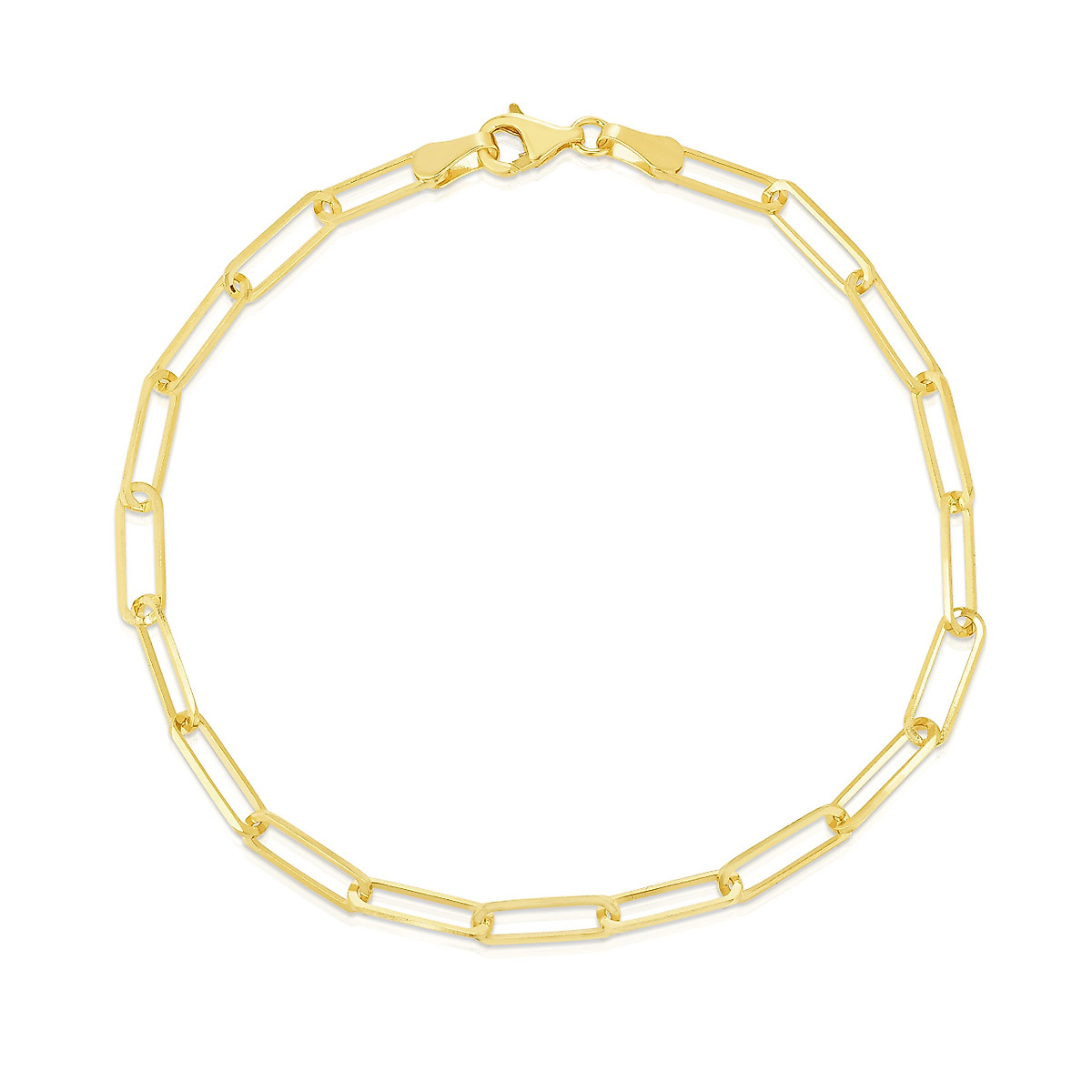 Floreo 10k Yellow Gold 2.5mm Paperclip Link Bracelet or Anklet, 10 inch