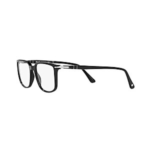 Persol Men's PO3275V Rectangular Prescription Eyewear Frames, Black/Demo Lens, 52 mm