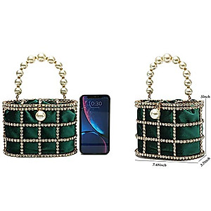 Evening Handbag Women Clutch Purses with Pearl Diamonds for Wedding Prom Birthday Party Dinner Accessories (Green)