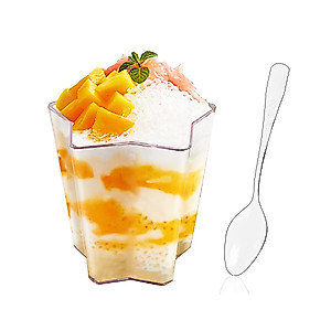 L7HWDP Dessert Cups 50 Count 2.3oz Parfait Appetizer Cups with Spoons Mini Pentagram Mini Dessert Bowls for Parties, Events, Catering