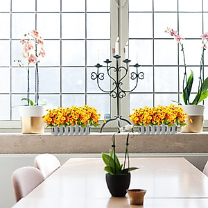 Uieke Artificial Fake Flowers, 6 Bundles Daisy Mums Flowers Outdoor UV Resistant No Fade Greenery Shrubs Plants Indoor Outside Hanging Planter Home Wedding DIY Garden Porch Décor (Orange Yellow)