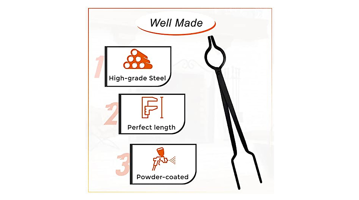 FEBTECH Campfire Tongs 30 Inch - Black Log Grabber Firewood Claw Tongs ...