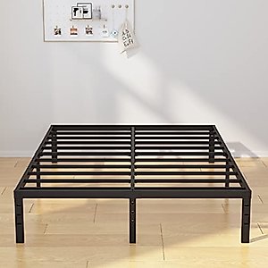 EMODA 14 Inch California King Bed Frames Heavy Duty Metal Cal King Platform with Steel Slats Support, No Box Spring Needed, Noise Free, Black
