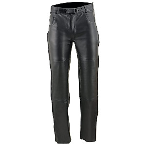 Milwaukee Leather SH1150 Men's Black Leather Motorcycle Over Pants with Jean Style Pockets - 42