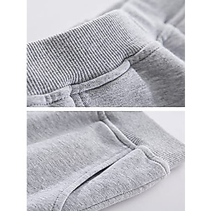 GFQLONG Toddler Baby Boys 2 Pack Cotton Active Jogger Pants,Kids Casual Athletic Sweatpants Solid Pocket Bottoms,Navy Blue+Blue 2-3T