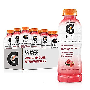 Gatorade Fit Electrolyte Beverage, Healthy Real Hydration, Watermelon Strawberry, 16.9.oz Bottles (12 Pack)
