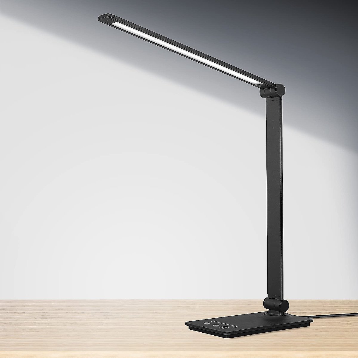 Starkitchen Desk Lamp with USB Charging Port Folding Office Lamp Touch Control 5 Kinds of Lighting Modes Can be Timed (Black)