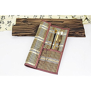 Easyou Bamboo Calligraphy Brush Holder Rollup Portable Protector 36x32cm(14.1"*12.5")