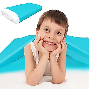 Woqiuke Sensory Sheet for Kids Special Needs Bed Sheet for All Night Comfort - Breathable and Stretchy (Turquoise, Twin)