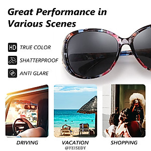 FEISEDY Women Oversized Polarized Sunglasses Ladies Large Shades Classic Fox Sunglasses B2730 (Floral, 58)