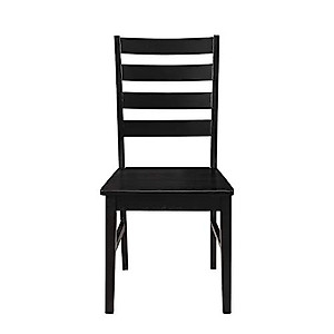 Walker Edison Modern Farmhouse Wood Armless Dining Room Chairs Kitchen, Set Of 2, Black