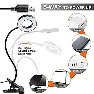 Dpower Clip on Light Reading Lights, 48 LED USB Desk Lamp with 3 Color Modes 10 Brightness, Eye Protection Book Clamp Light, 360 ° Flexible Gooseneck Clamp Lamp for Desk Headboard Video Conferencing