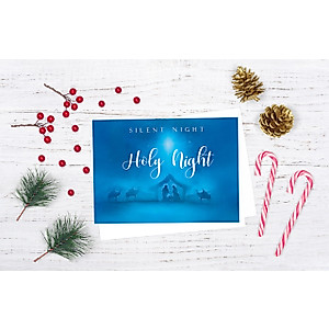 JBH Creations Silent Night Religious Christmas Card with Scripture - Pack of 24