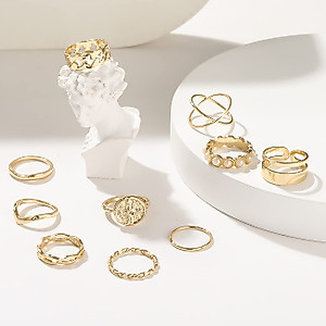 iF YOU 30 Pcs Vintage Gold Knuckle Rings Set, Boho Butterfly Snake Stackable Finger Rings for Women, Midi Rings Pack