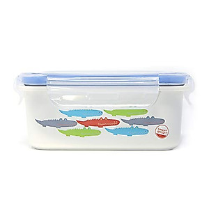 Innobaby Keepin' Fresh Stainless Bento Snack or Lunch Box with Lid for Kids and Toddlers 15 oz, BPA Free Food Storage, Blue Alligator