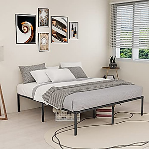 Zebuloni King Bed Frame,Platform Bed Frame,No Box Spring Needed,18 Inch High Platform King Size Bed Frame Free,Heavy Duty Steel Slat with Strong Metal Foundation,Storage Pouch x 1 Included,King