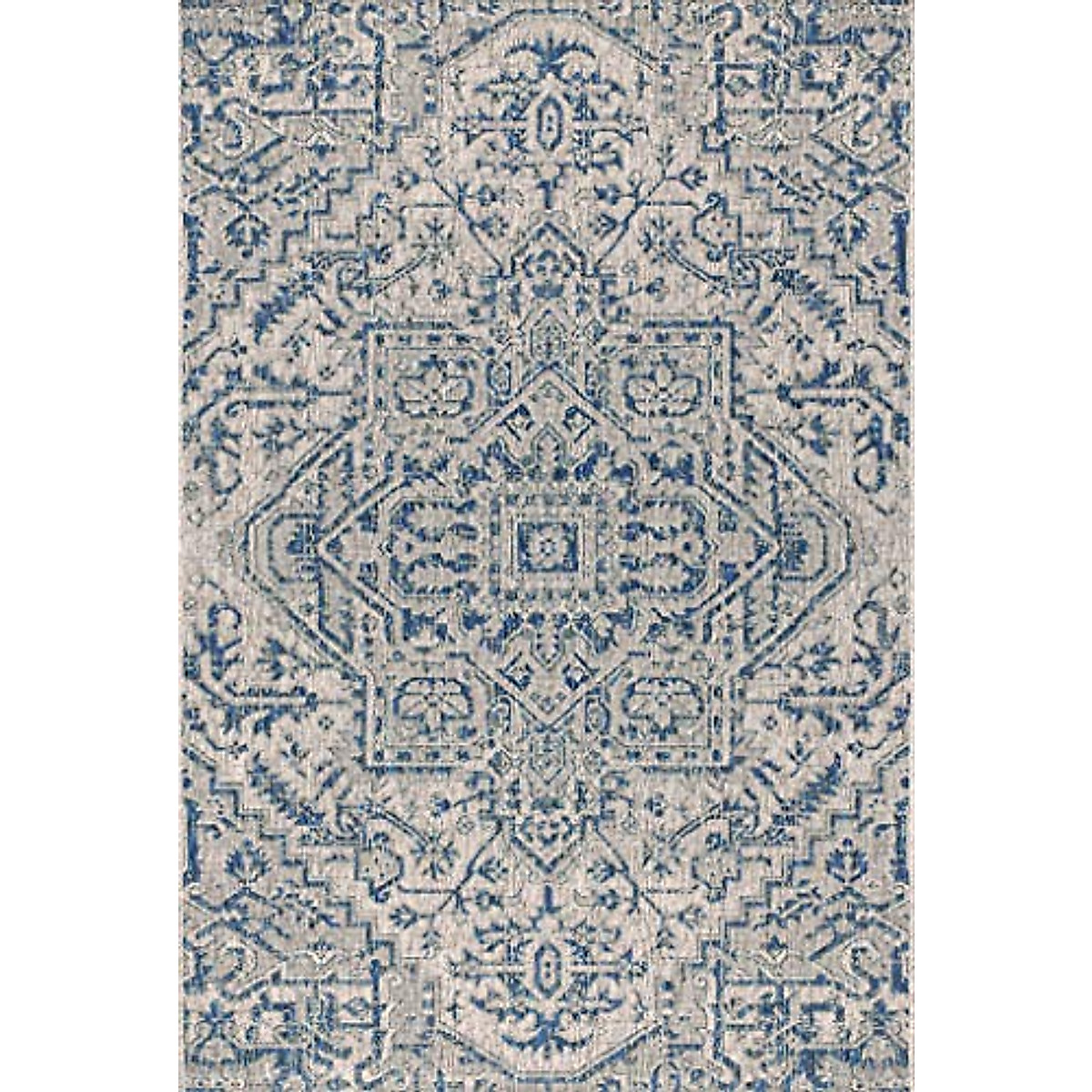 JONATHAN Y SMB105B-8 Estrella Bohemian Medallion Textured Weave Indoor/Outdoor Navy/Gray 8 ft. x 10 ft. Area Rug Coastal, Easy Cleaning, for High Traffic, Kitchen, Living Room, Backyard, Non Shedding